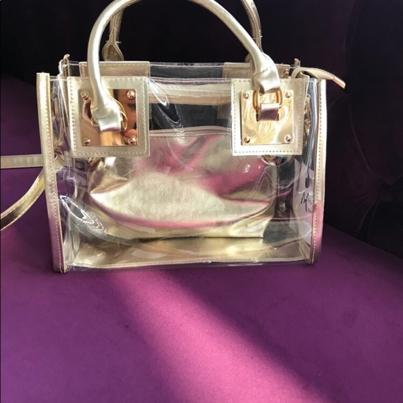 Bags | Transparent Clear Gold Shoulder Bag With Strap | Poshmark